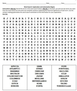 Free Exploration Wordsearch! - Teach World History